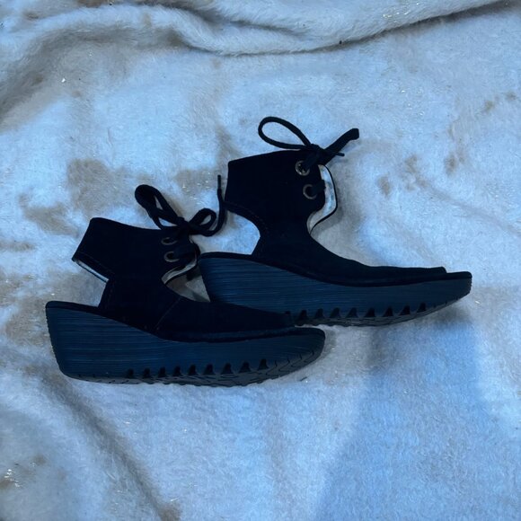 Fly London | Shoes | Fly London Yaffa Black Suede Laceup Ankle Strap ...